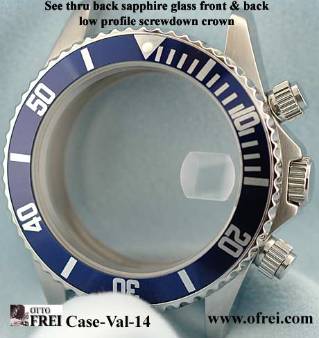 Blue Bezel Case to Fit VAL/ETA 7750 With Date Lens Sapphire Glass