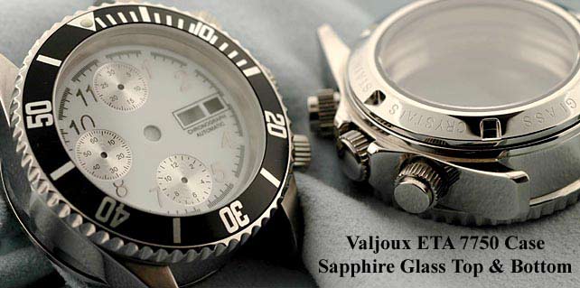 Valjoux 7750 and ETA 7750 Cases with Black Bezel