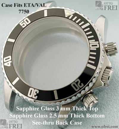 Valjoux 7750 and ETA 7750 Cases with Black Bezel