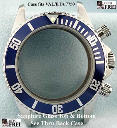 Valjoux 7750 and ETA 7750 Cases with Blue Bezel